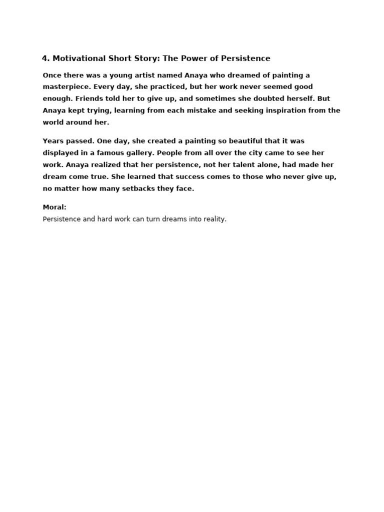 Motivational Short Story: The Power of Persistence: Persistence and ...