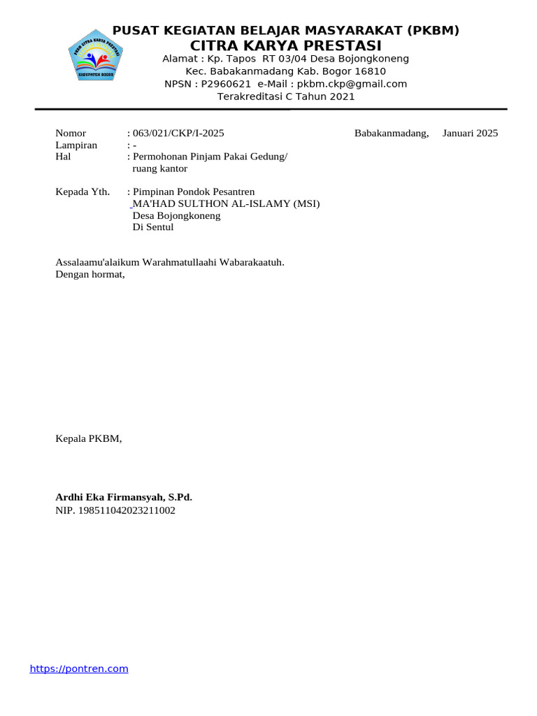 draft_ surat meminjam gedung | PDF