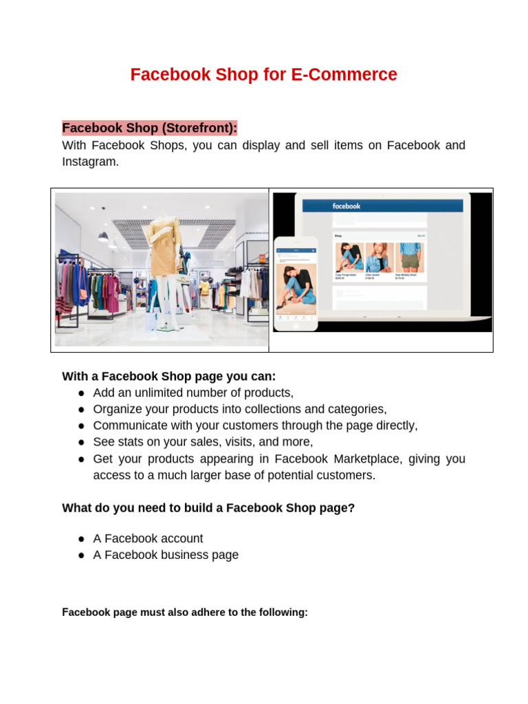 Facebook Shop Setup for E-Commerce | PDF | Facebook | Information ...