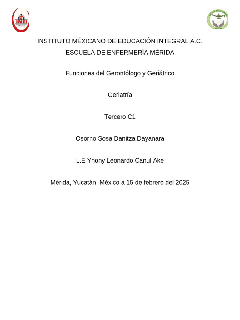 Funciones Del Gerontologo y Geriatrico - 041215 | PDF