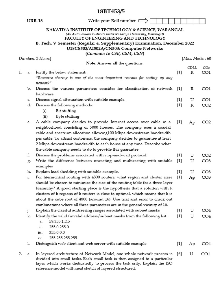 Script of E - Previous Question Papers - URR18 03.08.2023 - V Semester - U18CS503 PDF | PDF ...