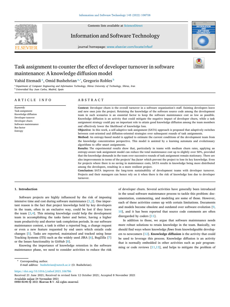 Task Assignment To Counter The Effect of Developer Tur - 2022 ...