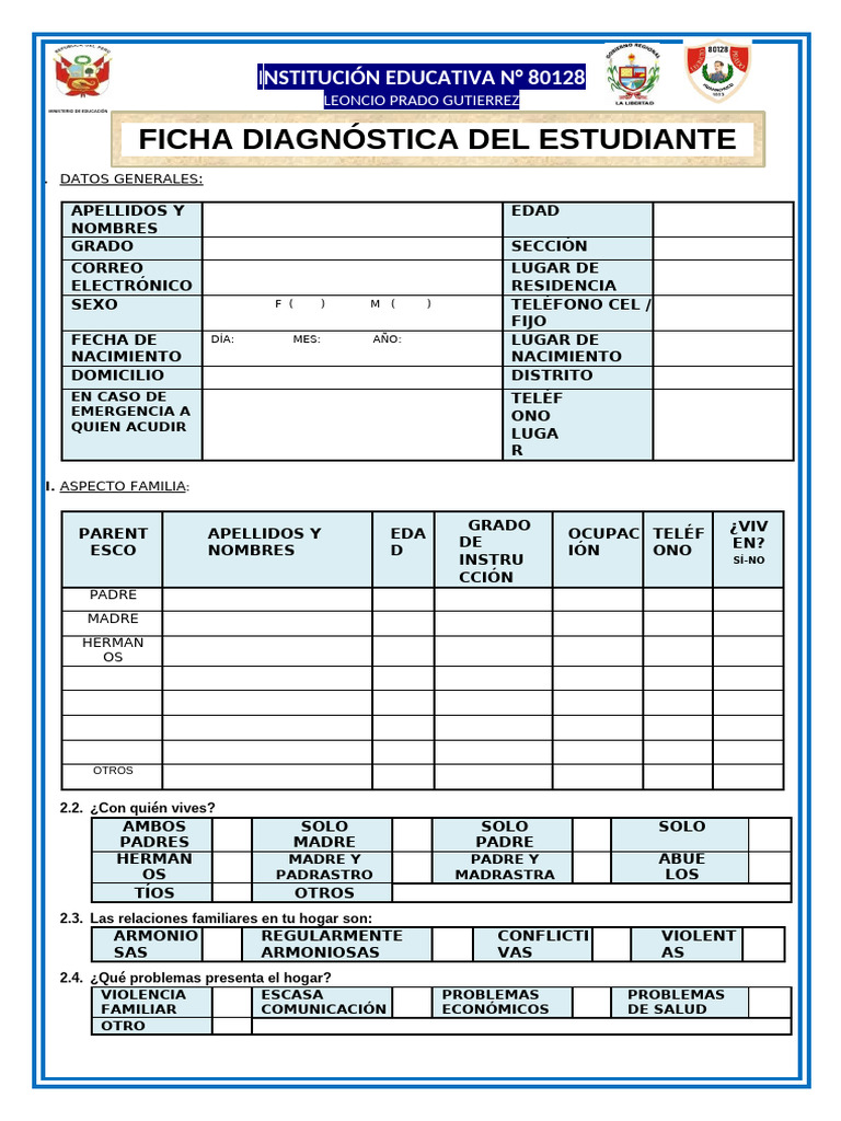 Ficha-Diagnostica-Del Estudiante | PDF