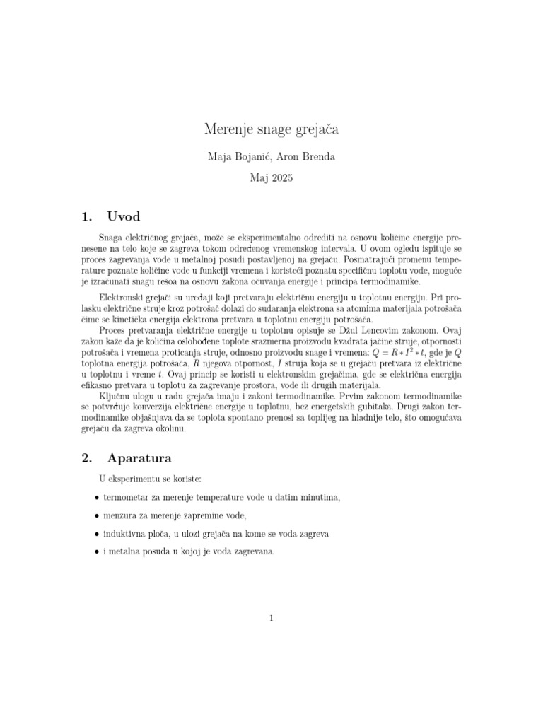 Merenje Snage Grejača | PDF