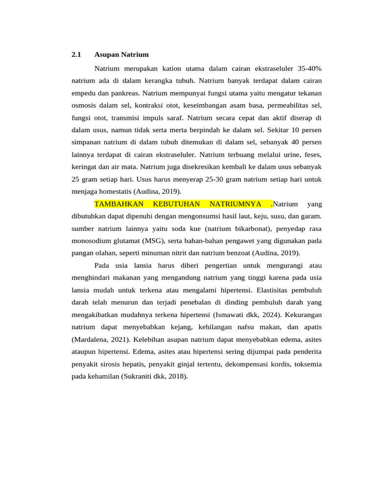Asupan Natrium dan Kesehatan Lansia | PDF