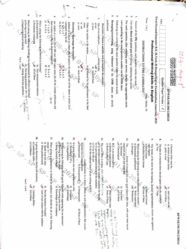 PWS Previous Years Question Papers | PDF