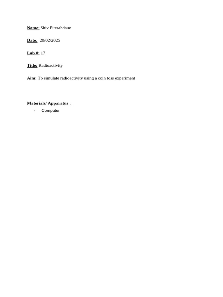 Phys Lab #17 - Radioactivity | PDF | Radioactive Decay | Gamma Ray