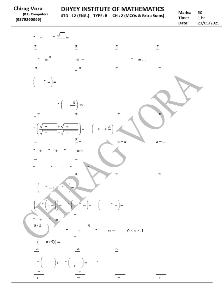 CH 2 Mcqs & Extra Sums-With Sol | PDF