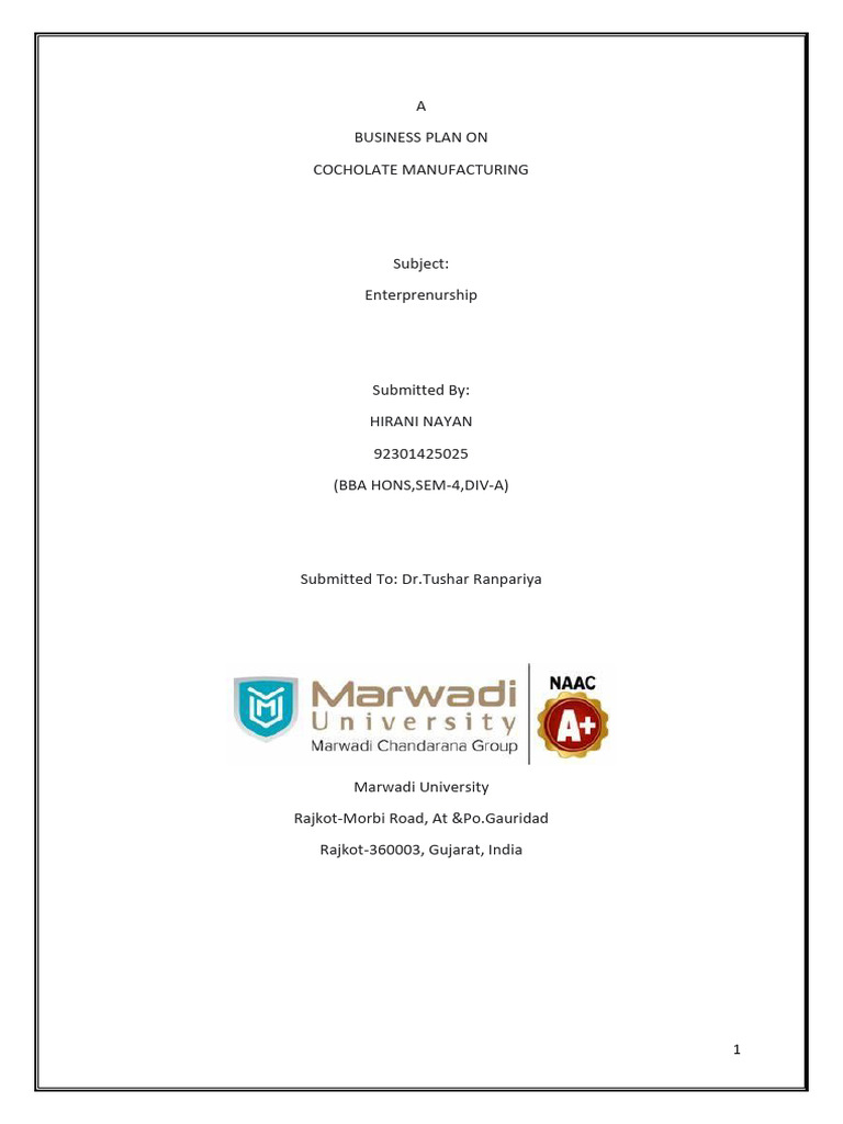 Nayan Jentilal Hirani | PDF | Chocolate | Business Economics