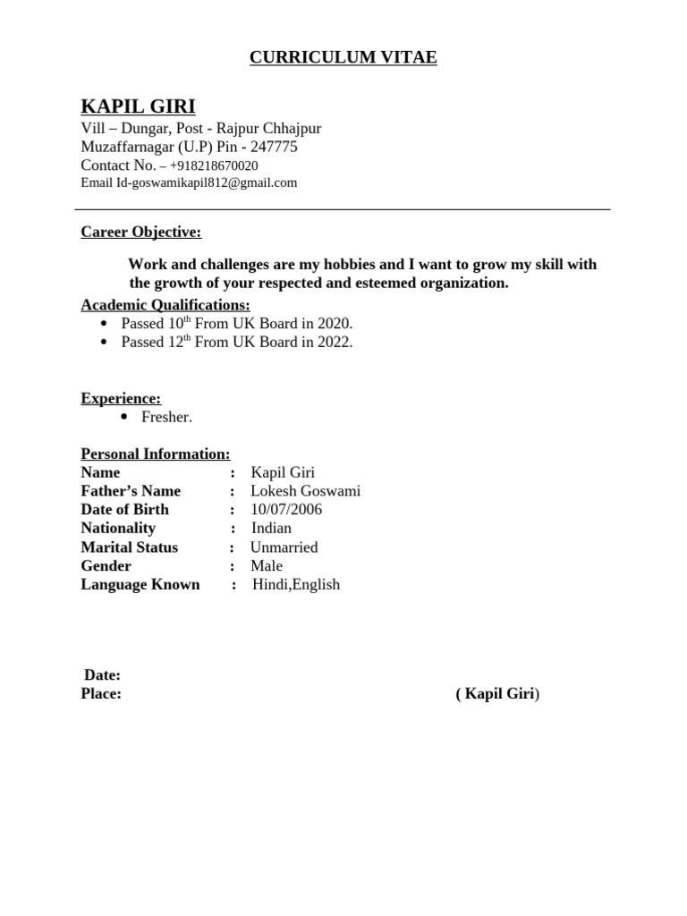 Kapil Giri: Curriculum Vitae | PDF