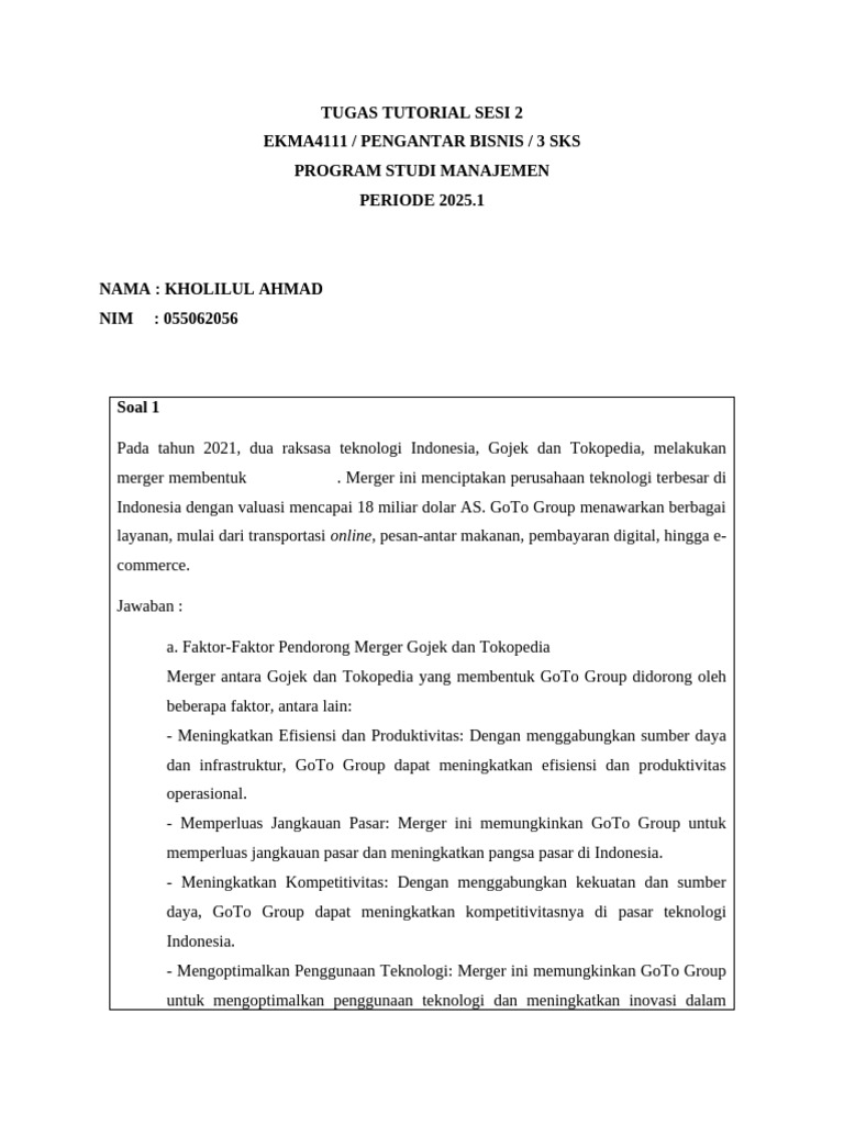 Tugas 2 Pengantar Bisnis | PDF