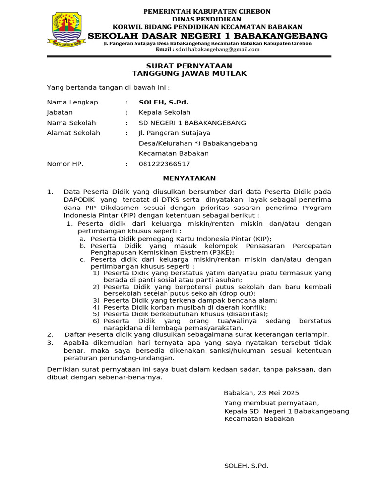 Blangko SPTJM Usulan PIP Fase 1-2025 | PDF