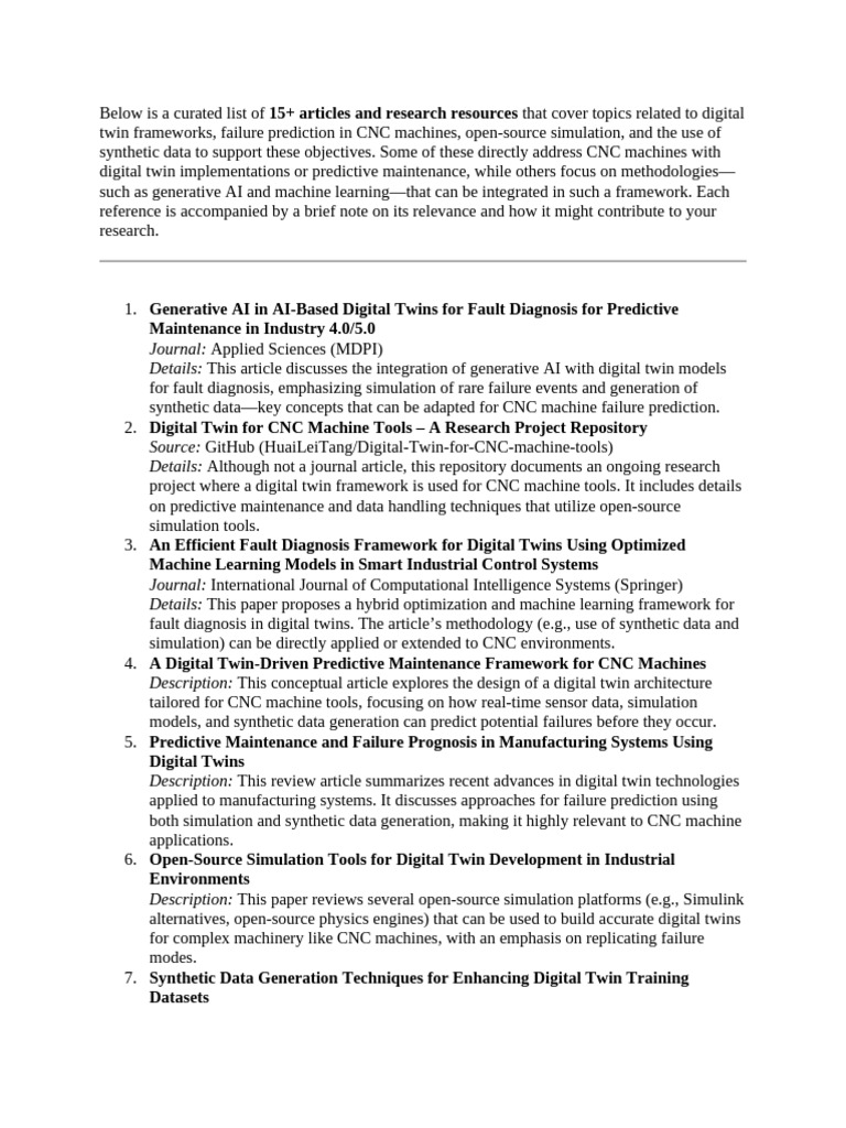 AI-Based Digital Twin Framework for Failure Prediction in CNC Machines Using Open-Source ...