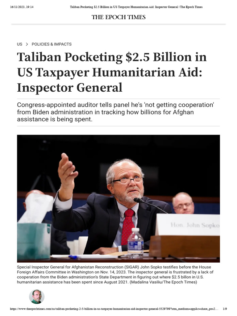 US State Department Refuses To Cooperate With SIGAR - 16 November 2022 ...