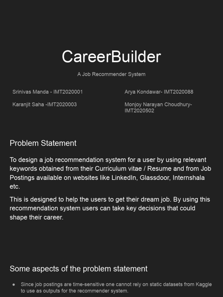 CareerBuilder Presentation | PDF | Cognitive Science | Artificial Intelligence