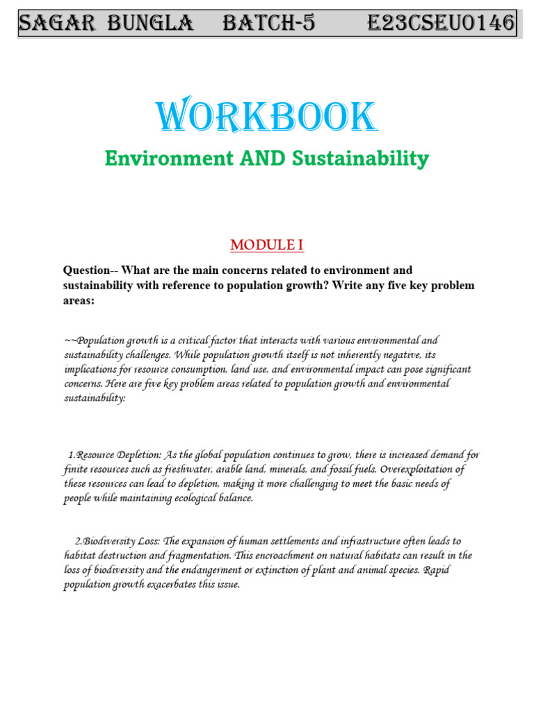 E23cseu0146-Environment ND Sustainability Workbook | PDF | Agriculture ...