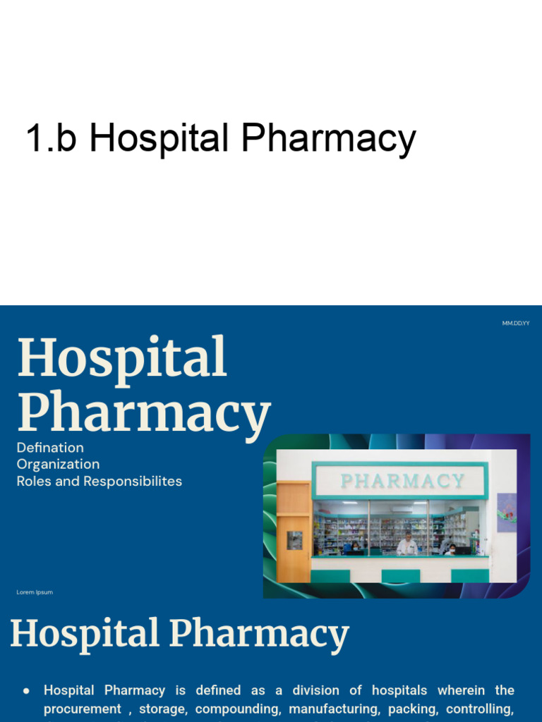 1.b Hospital Pharmacy | PDF