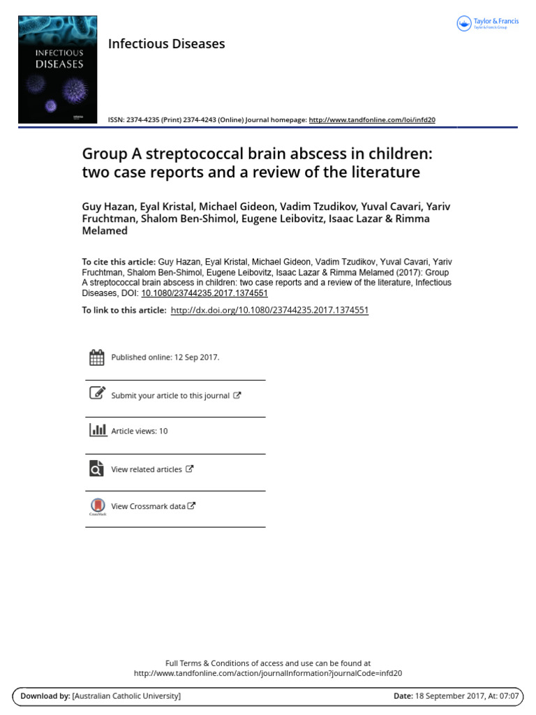 Group A streptococcal brain abscess in children | PDF | Infection | Surgery