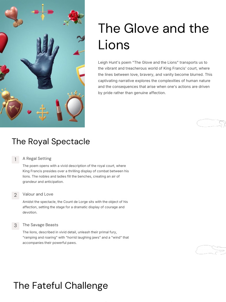 Analysis of "The Glove and the Lions" | PDF | Poetry | Love