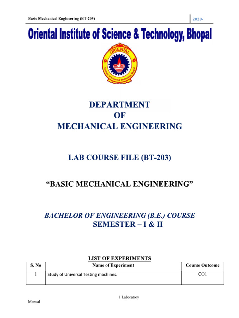 Bme Lab Manual BT-203 | PDF