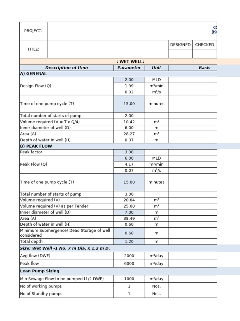 Wet Well Design Specifications | PDF | Chemical Engineering | Hydraulics
