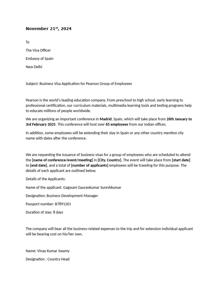 Spain Cover Letter From Company Template | PDF