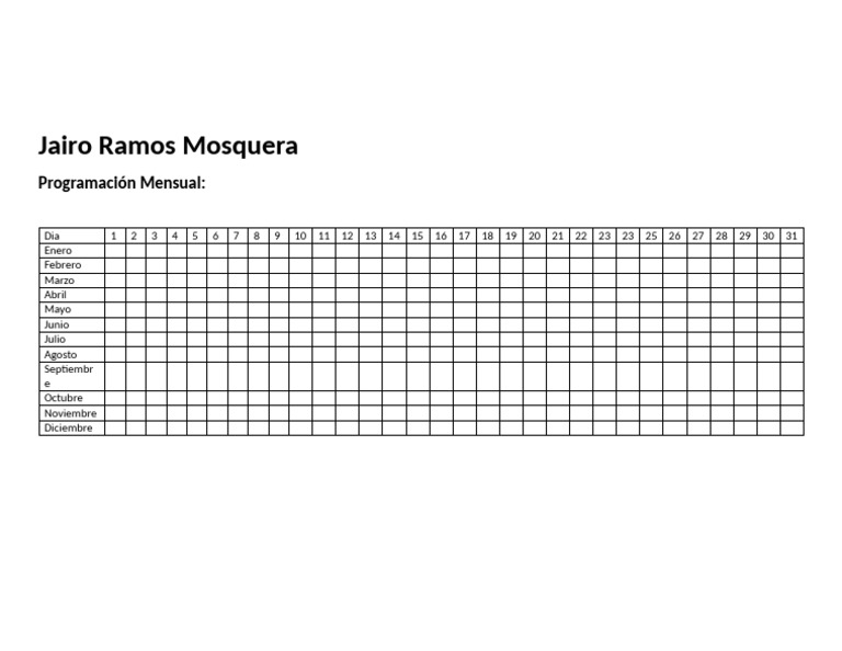 Calendario Mensual de Jairo Ramos | PDF