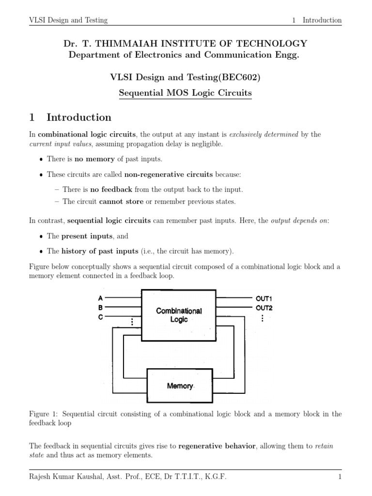 BEC602 - Module 5 Part 1, Sequential MOS Logic Circuits | PDF | Cmos | Logic Gate