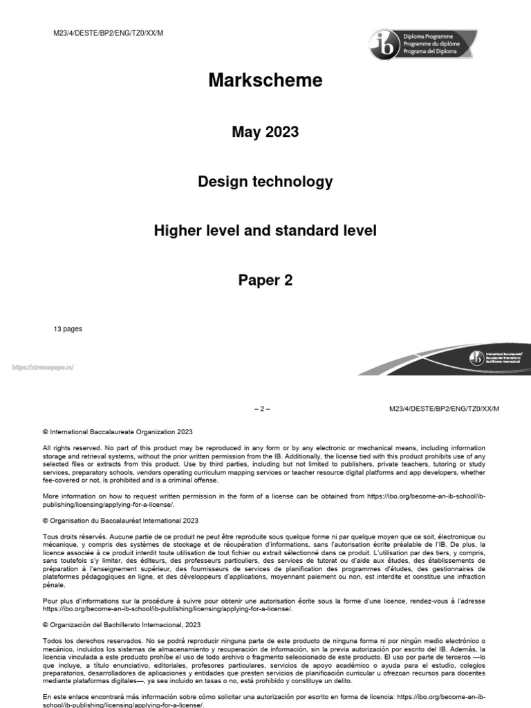 Design_technology_paper_2__HLSL_markscheme (3) | PDF | Seat Belt | Life Cycle Assessment