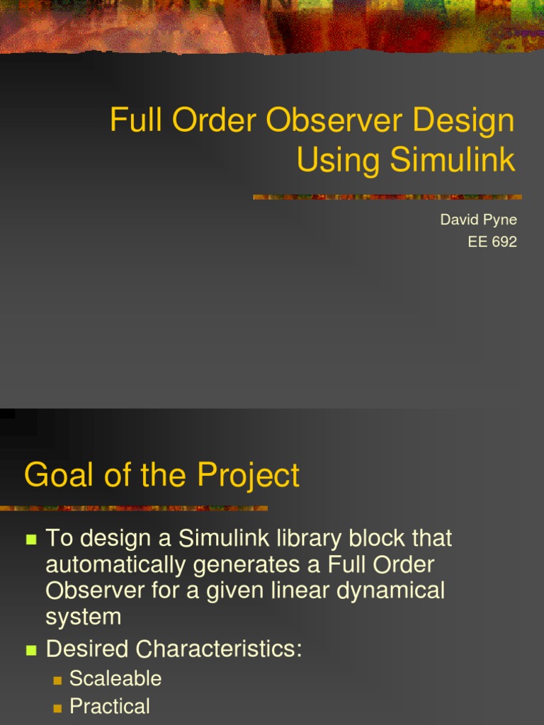 Simulink Full Order Observer Guide | PDF | Dynamical System | Matrix ...