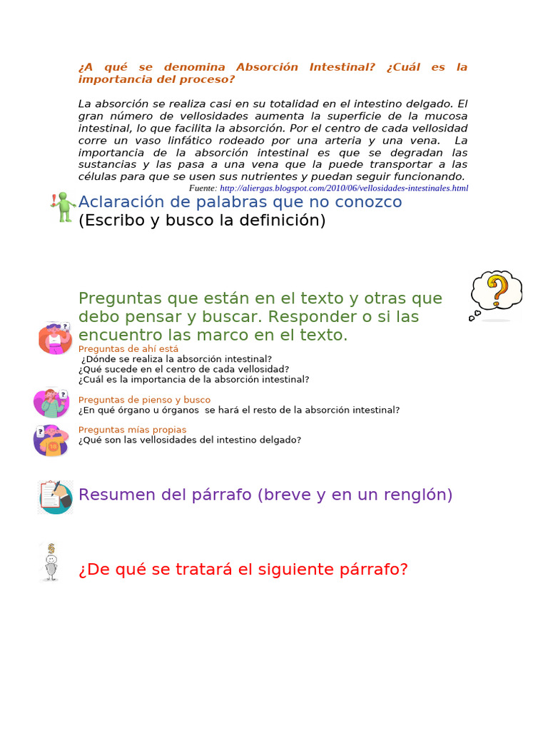 A Qué Se Denomina Absorción Intestinal ENSEÑANZA RECIPROCA | PDF