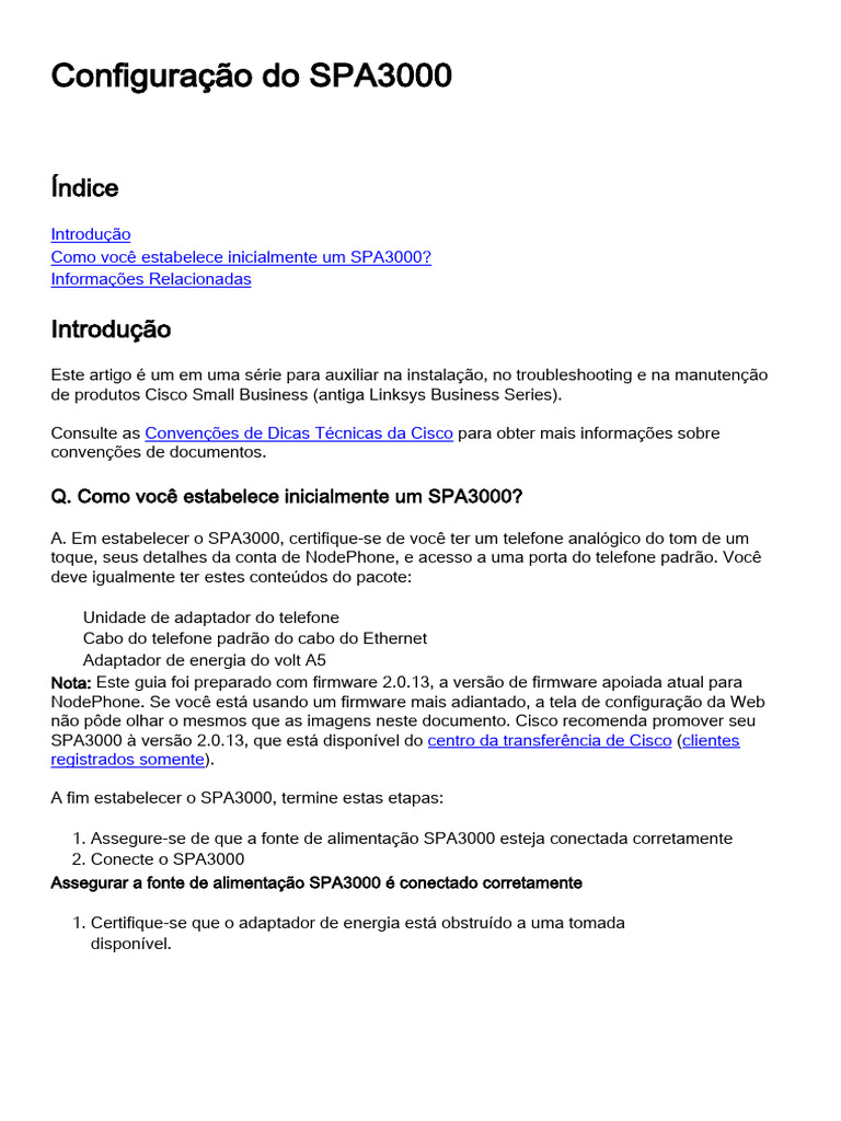 Manual SPA3000 Linksys-Cisco | PDF | Roteador (informática) | Ethernet