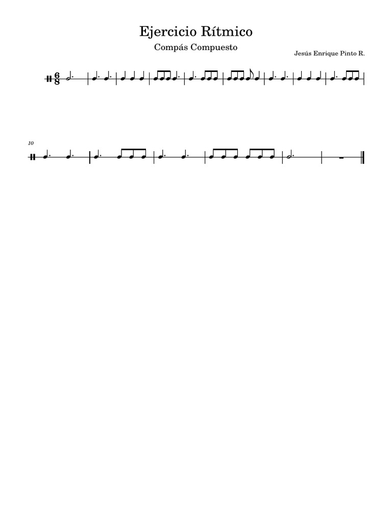 Ejercicio Rítmico Compás Compuesto | PDF