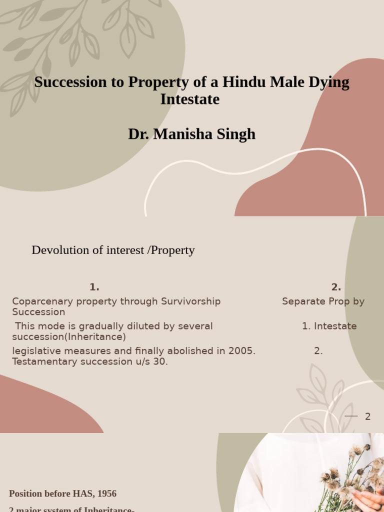 Hindu Male Intestate Property Succession | PDF | Intestacy | Inheritance