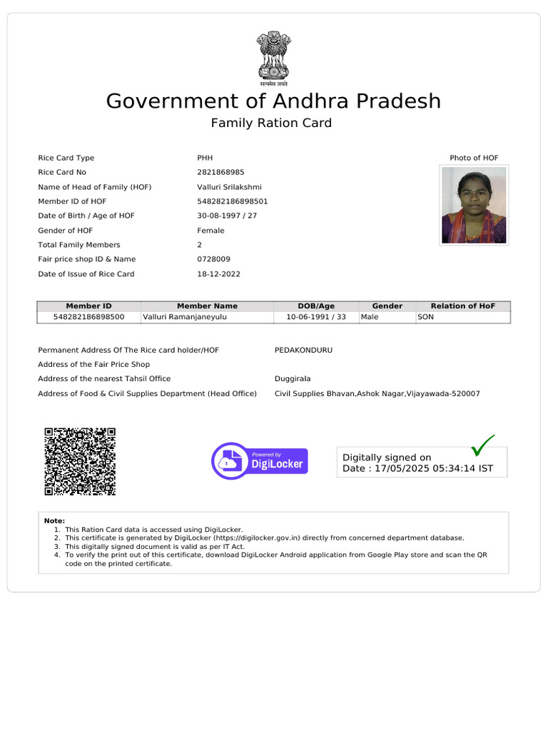 Valluri Sri Lakshmi Ration Card | PDF | Applications Of Cryptography | Authentication