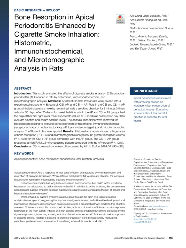 Bone Resorption in Apical Periodontitis Enhanced B | PDF | Bone | Nicotine