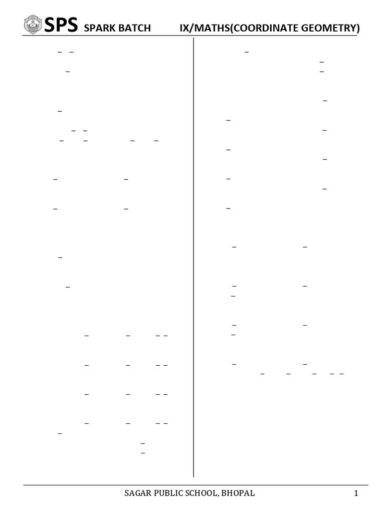 Class 9 Spark Maths Ch 3 Coordinate Geometry Pdf Cartesian Coordinate System Triangle