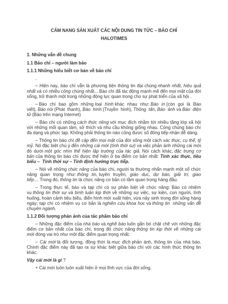 CẨM NANG SẢN XUẤT BÁO CHÍ | PDF