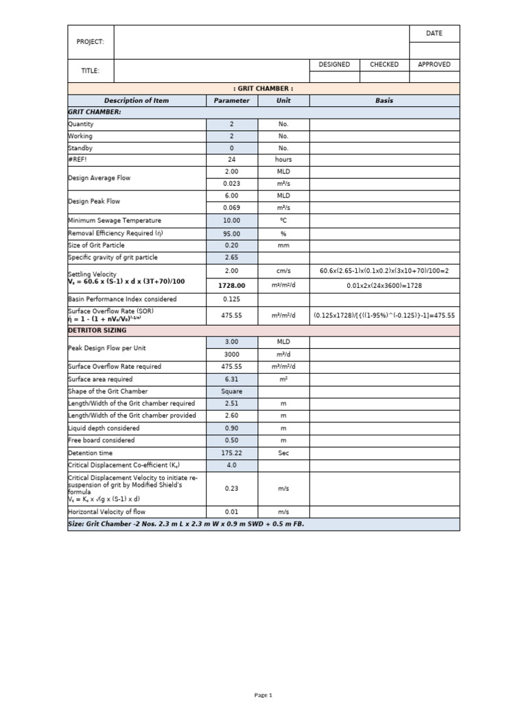 Process Design Grit Chamber For STP | PDF | Soft Matter | Physical ...