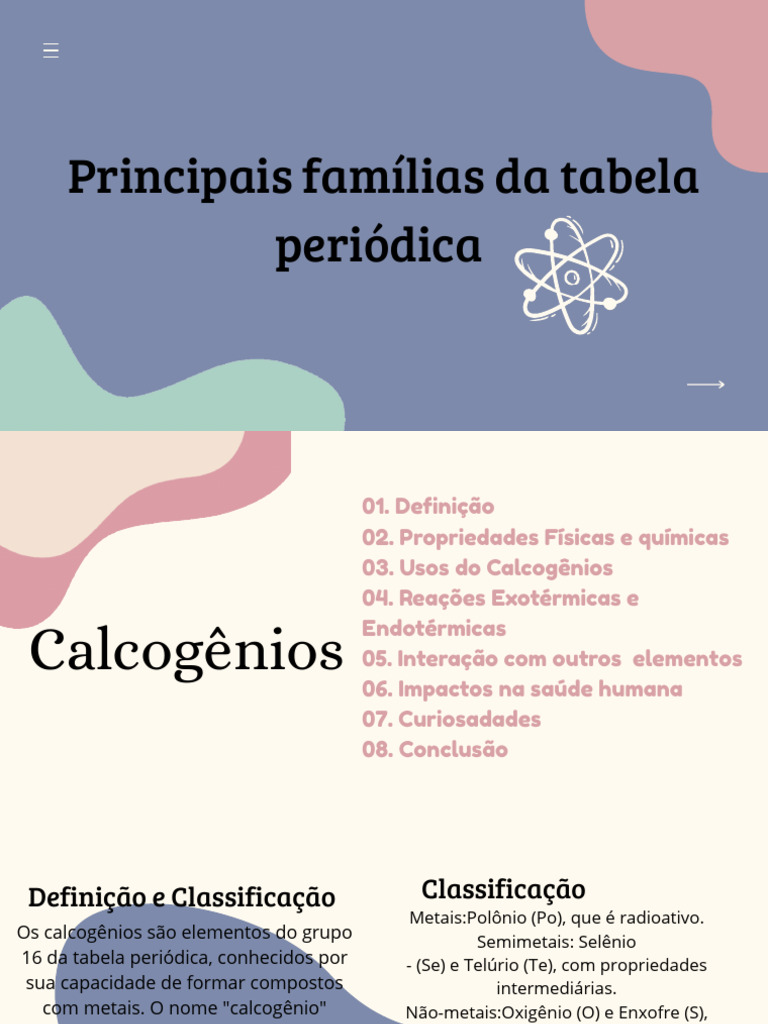 Trabalho de Química - Calcogênios - 20250524 - 234134 - 0000 | PDF ...
