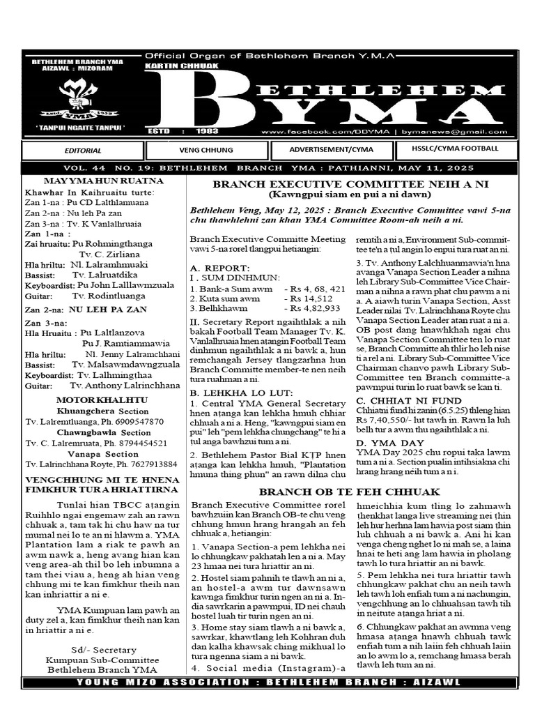 YMA Day 2025: Bethlehem Branch Plans | PDF