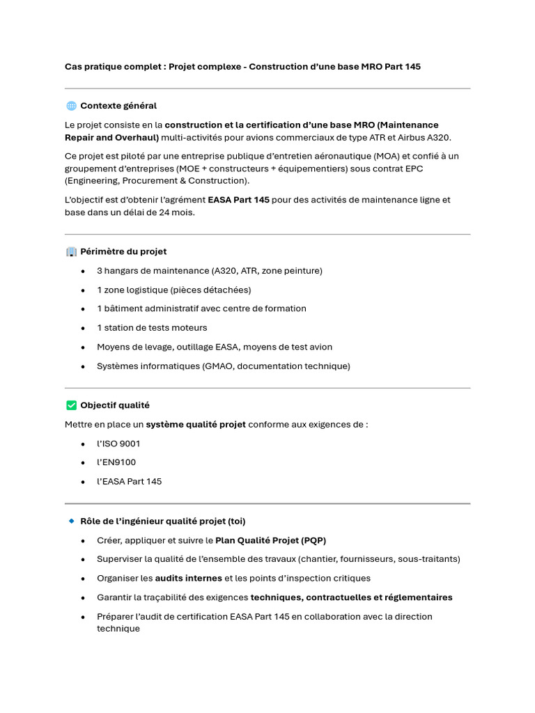 Construction d'une base MRO Part 145 | PDF | Audit