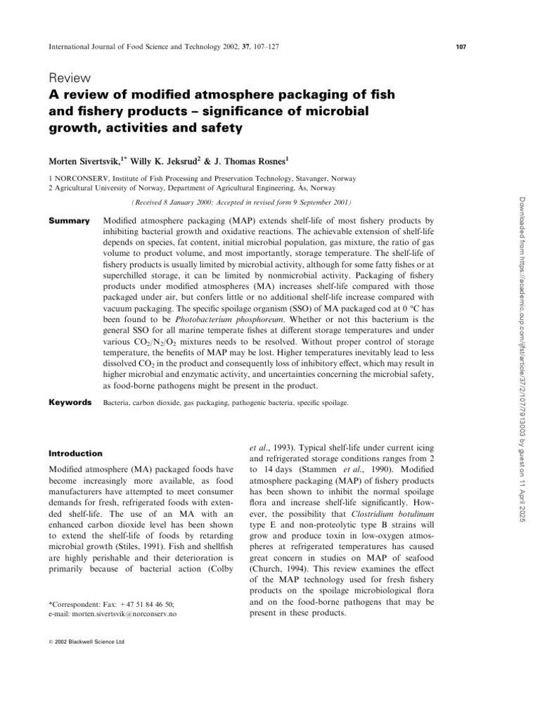 MAP of Fish: Microbial Growth & Safety | PDF | Carbon Dioxide ...