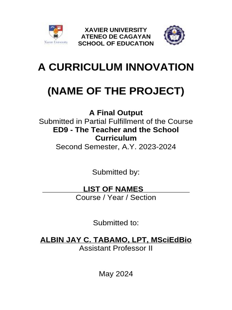 Curriculum Innovation Project Overview | PDF