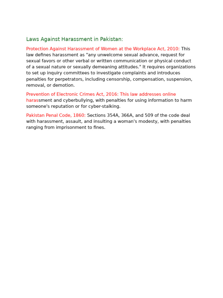 Harrasement Laws | PDF