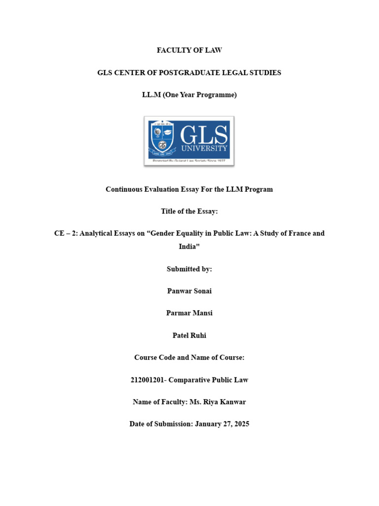 CE 2 Comparative Public Law | PDF | Gender Studies | Gender Equality
