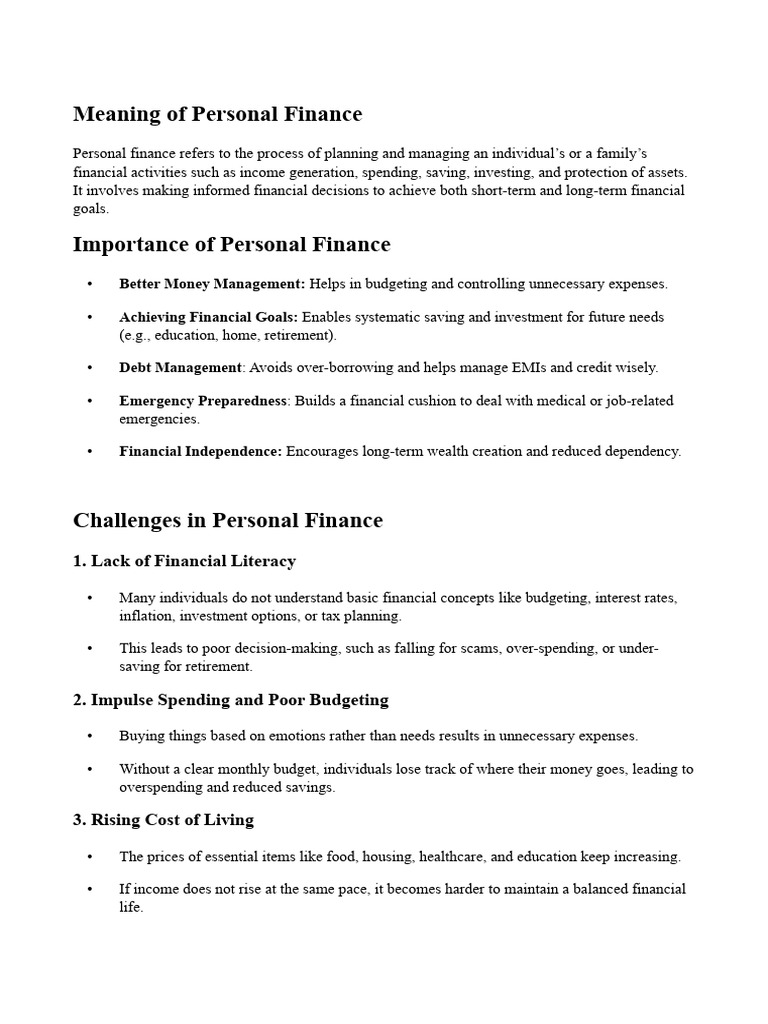 Financial Planning For Individuals Unit 1 | PDF | Cost Of Living | Taxes
