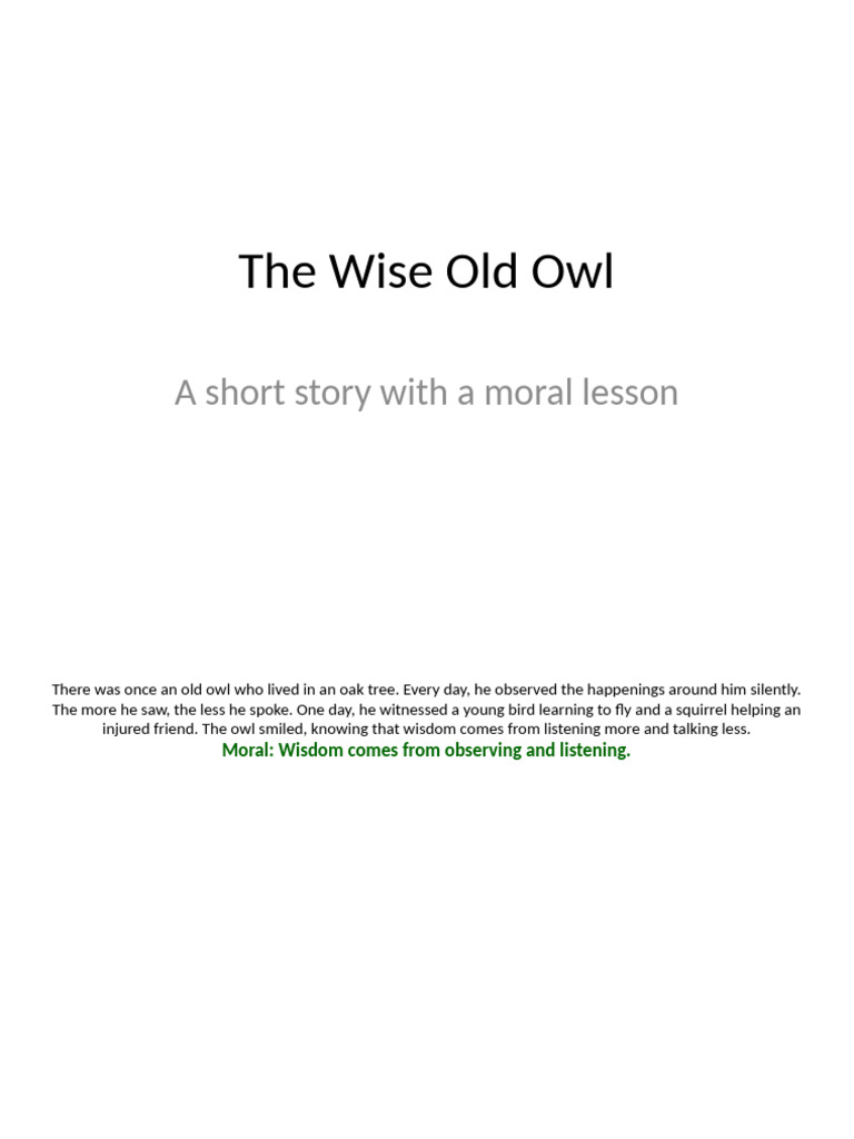 Story 1 The Wise Old Owl | PDF