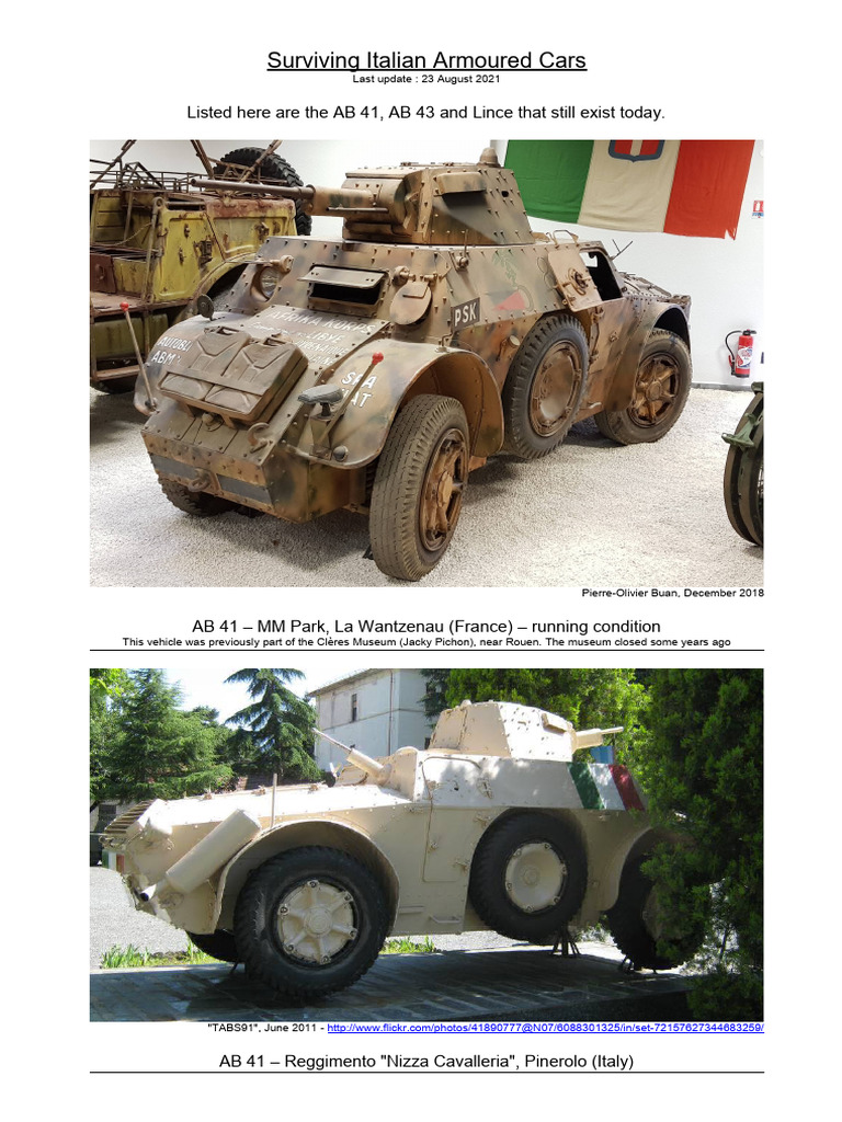 Surviving Italian Armoured Cars | PDF | Tanks | Armoured Warfare