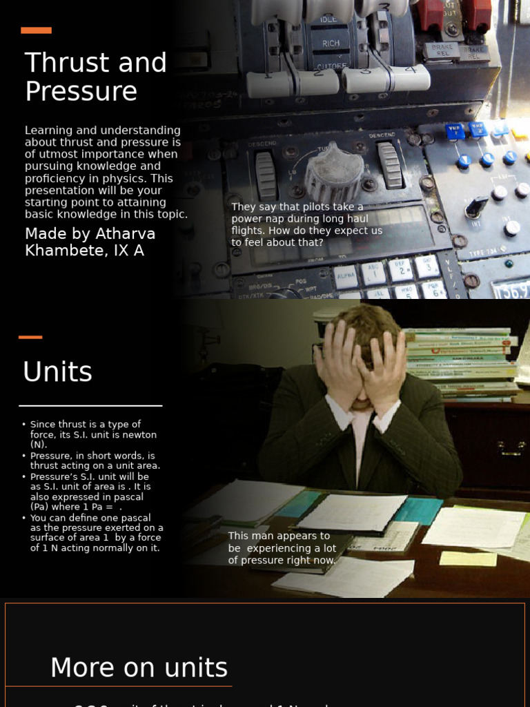 Thrust and Pressure: Key Concepts | PDF | Pressure | Pascal (Unit)